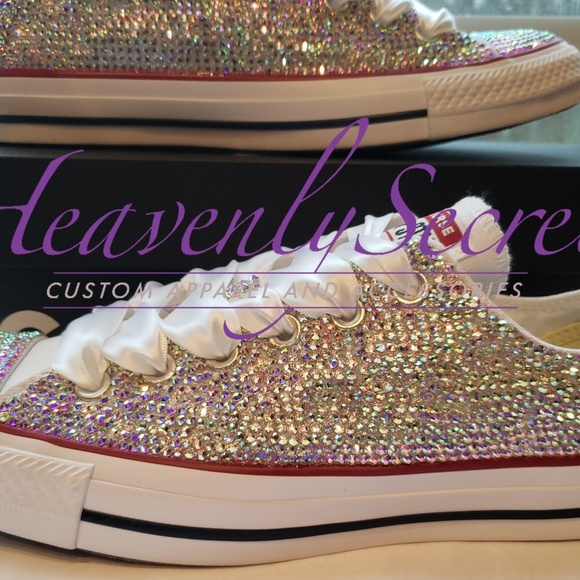 Converse | Shoes | Custom Blinged Low Top Classic White Converse | Poshmark